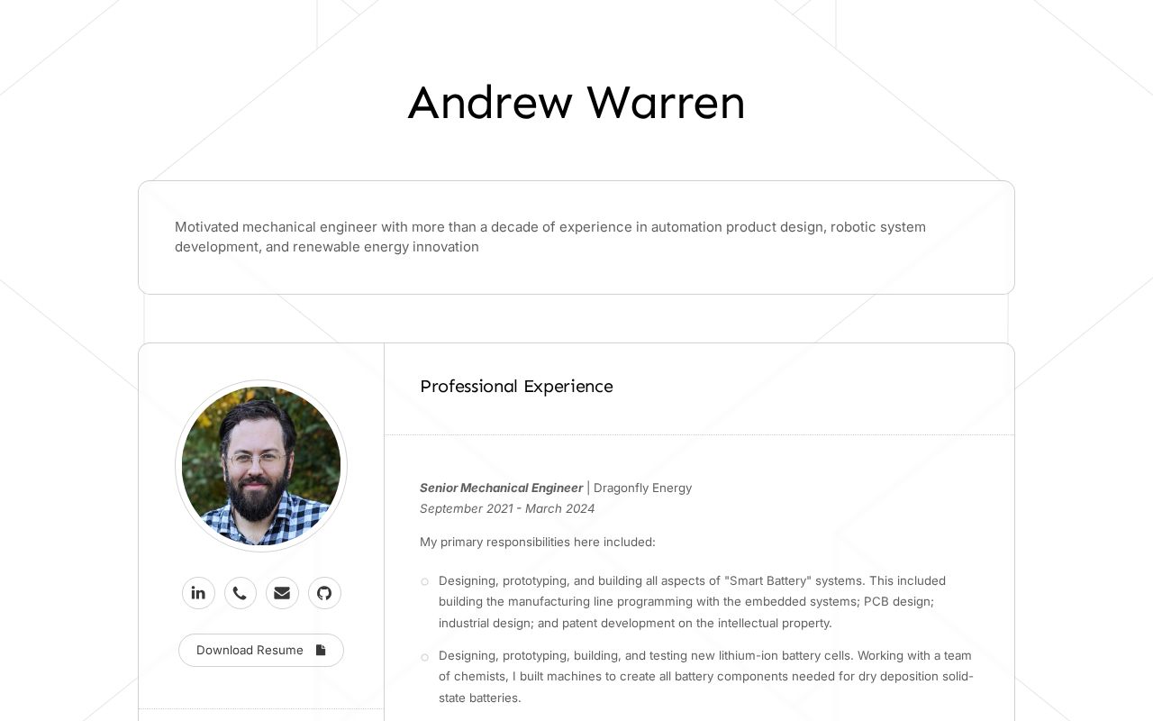Andrew Warren: Mechanical Design